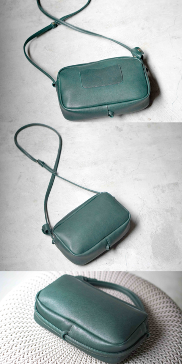 ITALY-DEEP-GREEN-OIL：2WAY機能ポシェットLサイズ 内装キーホルダー付き | iichi ハンドメイド・クラフト作品・手仕事品の通販