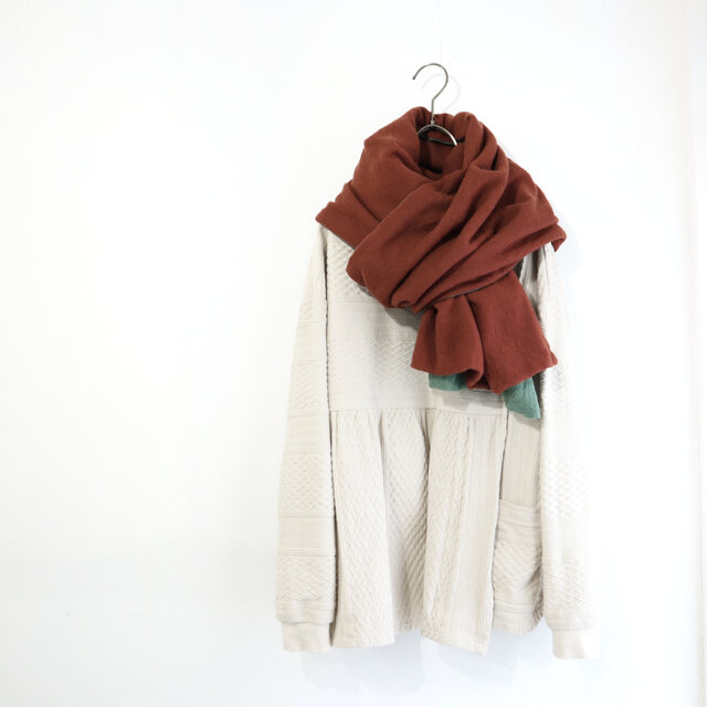 double colour wool scarf (green x dark red) | iichi ハンドメイド・クラフト作品・手仕事品の通販
