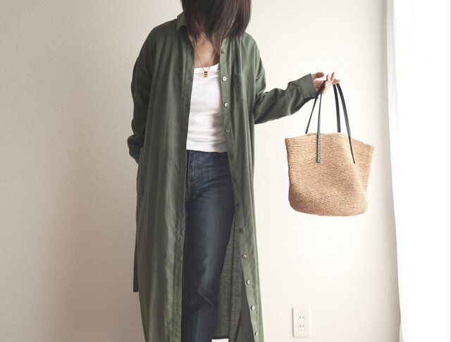 前開きシャツワンピ ミリタリー No.264 | iichi 日々の暮らしを心地よくするハンドメイドやアンティークのマーケットプレイス