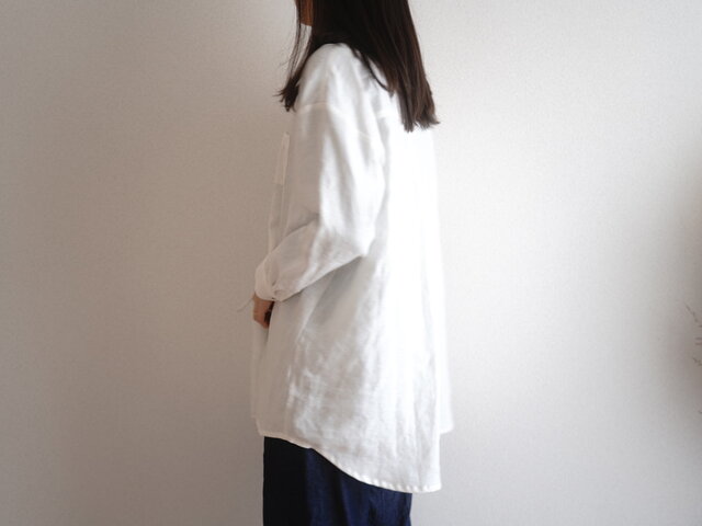 リネンのロングシャツ 白 No.265 | iichi 日々の暮らしを心地よくするハンドメイドやアンティークのマーケットプレイス