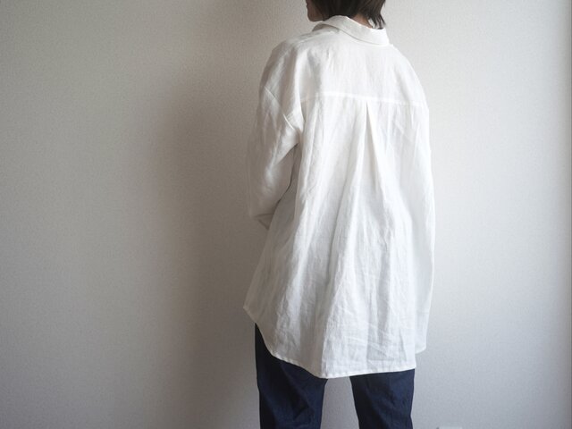 リネンのロングシャツ 白 No.265 | iichi 日々の暮らしを心地よくするハンドメイドやアンティークのマーケットプレイス