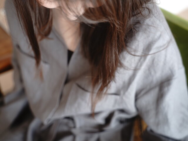 リネンV開きワンピース グレー No.150 | iichi ハンドメイド・クラフト作品・手仕事品の通販