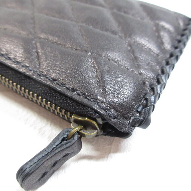 《牛革》・L字ファスナーコインケース・型押しダイヤモンドステッチ・0490 | iichi ハンドメイド・クラフト作品・手仕事品の通販