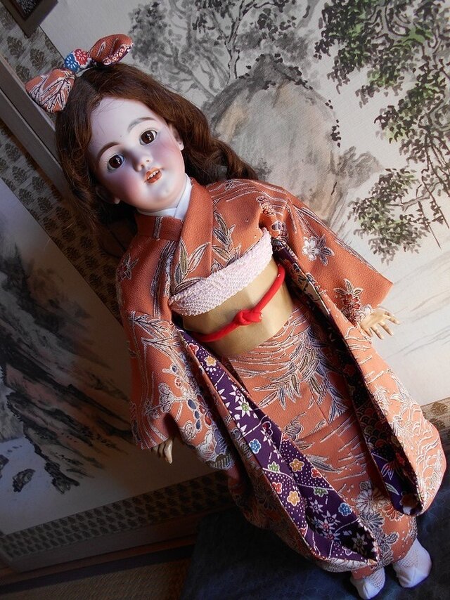 ドール背丈70cm前後用 リバーシブル仕立ての振袖セット（紫・オレンジ） | iichi ハンドメイド・クラフト作品・手仕事品の通販