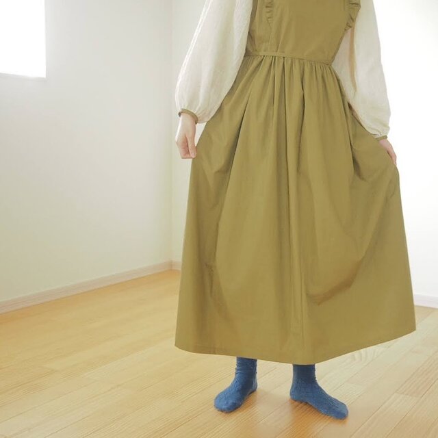 tansy one-piece | cotton broad Olive mix | iichi ハンドメイド・クラフト作品・手仕事品の通販