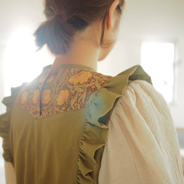 tansy one-piece | cotton broad Olive mix | iichi ハンドメイド・クラフト作品・手仕事品の通販