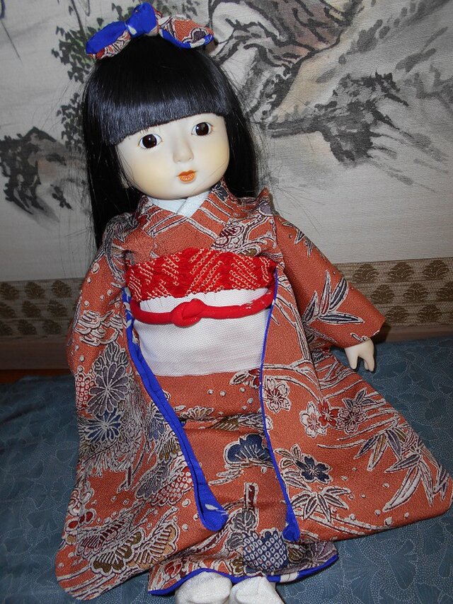 ドール背丈40～45cm用 リバーシブル仕立ての振袖セット（紫・渋いオレンジ色） | iichi ハンドメイド・クラフト作品・手仕事品の通販