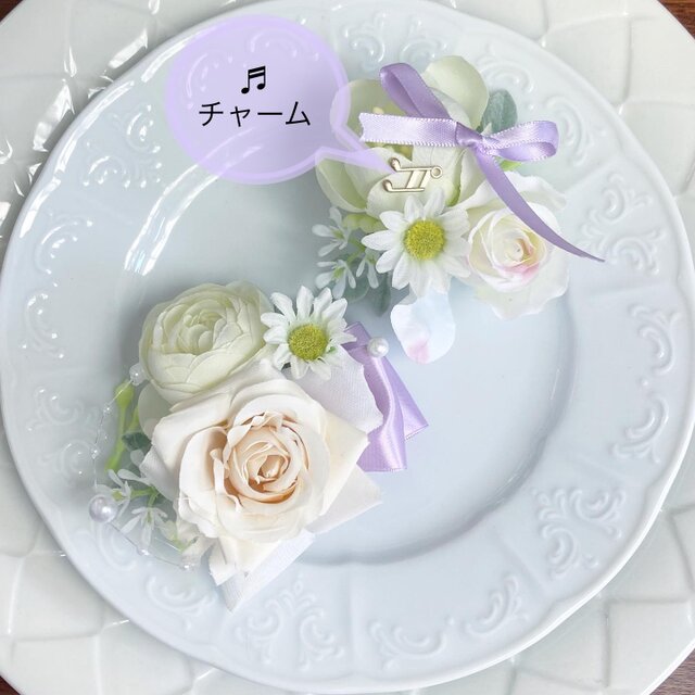 卒入学式にママとリンクバラと音符の2wayコサージュ43.44 | iichi ハンドメイド・クラフト作品・手仕事品の通販