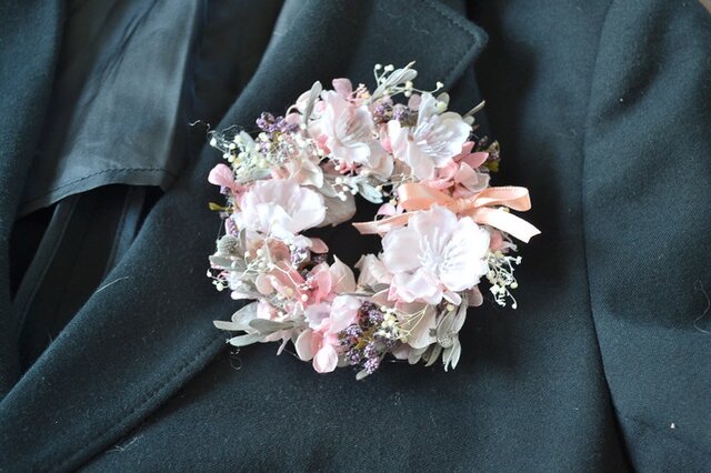 【卒入園・卒入学・袴・ヘッドコサージュ】リース型コサージュ＊桜＊送料込 | iichi ハンドメイド・クラフト作品・手仕事品の通販