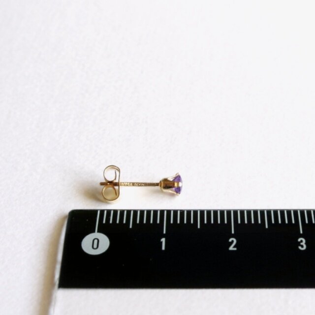 14kgfアメジスト一粒ピアス・ファセット3mm | iichi ハンドメイド・クラフト作品・手仕事品の通販