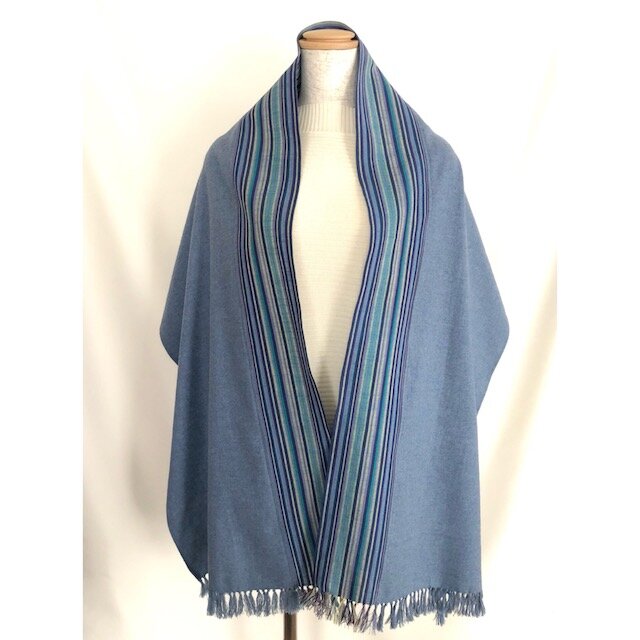 お肌に優しい、コットン・マフラー【501-ブルーMIX】 | iichi 日々の暮らしを心地よくするハンドメイドやアンティークのマーケットプレイス