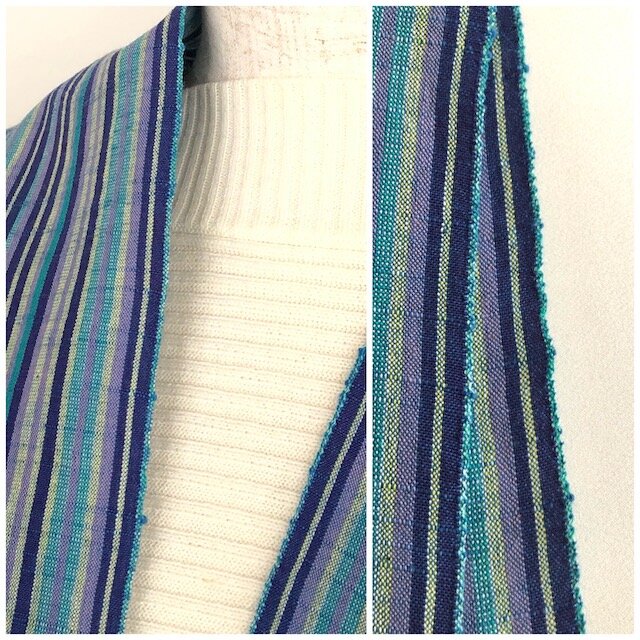 お肌に優しい、コットン・マフラー【501-ブルーMIX】 | iichi 日々の暮らしを心地よくするハンドメイドやアンティークのマーケットプレイス