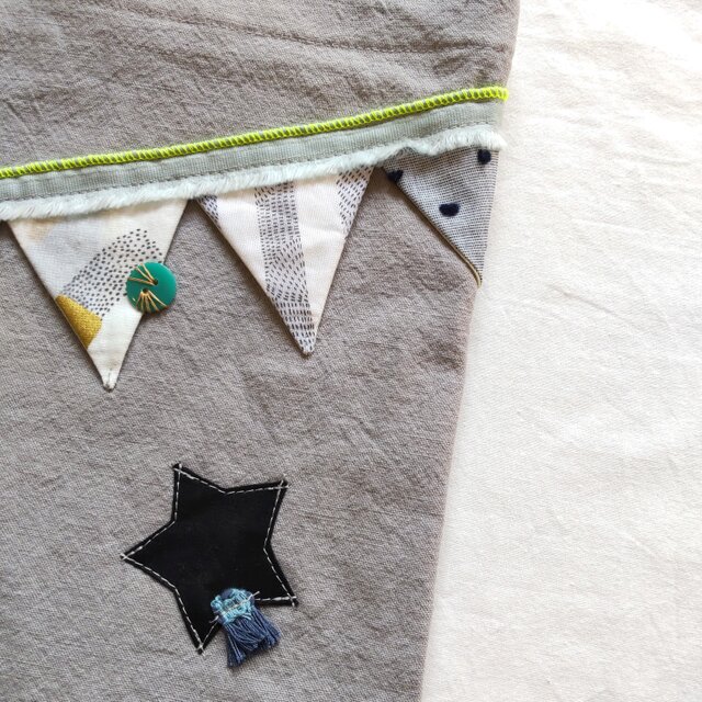 オーダー シューズバッグ フラッグ×グレー(35) | iichi ハンドメイド・クラフト作品・手仕事品の通販