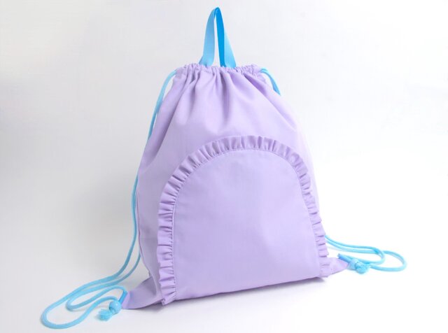 （大きいサイズ）フリル お着替え袋 ラベンダー Kids | iichi 日々の暮らしを心地よくするハンドメイドやアンティークのマーケットプレイス