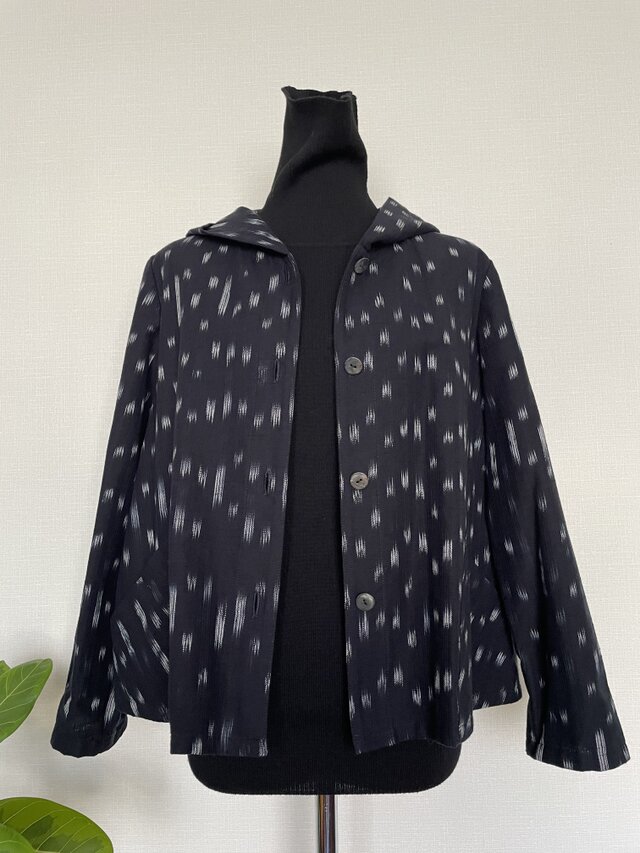 久留米絣 フード衿のジャケット JK59 | iichi ハンドメイド・クラフト作品・手仕事品の通販