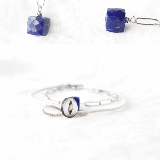 Oval Chain Pendant -blue cube- | iichi ハンドメイド・クラフト作品・手仕事品の通販
