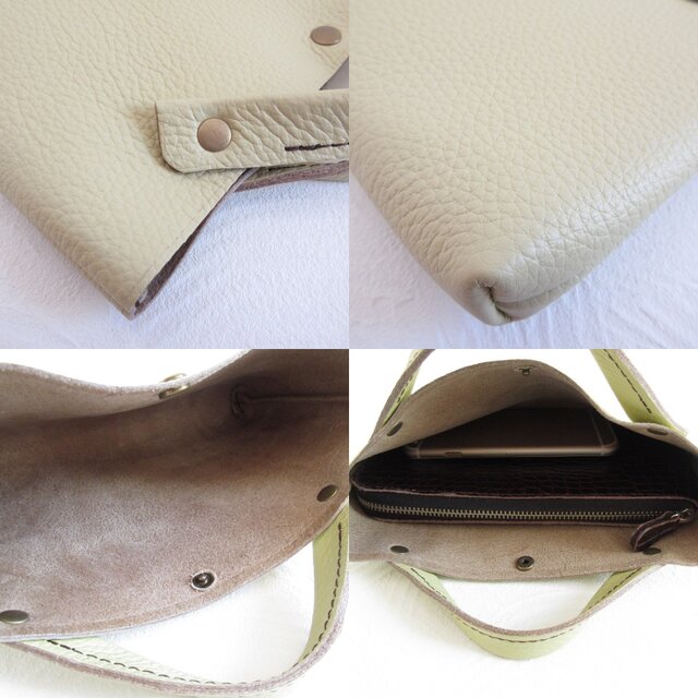 《牛革》便利で可愛い♪使って楽しい♪バッグインバッグ・サルファーイエロー・018 | iichi ハンドメイド・クラフト作品・手仕事品の通販