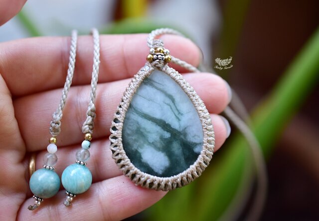 本翡翠★ミャンマー翡翠★マクラメネックレス880 | iichi ハンドメイド・クラフト作品・手仕事品の通販