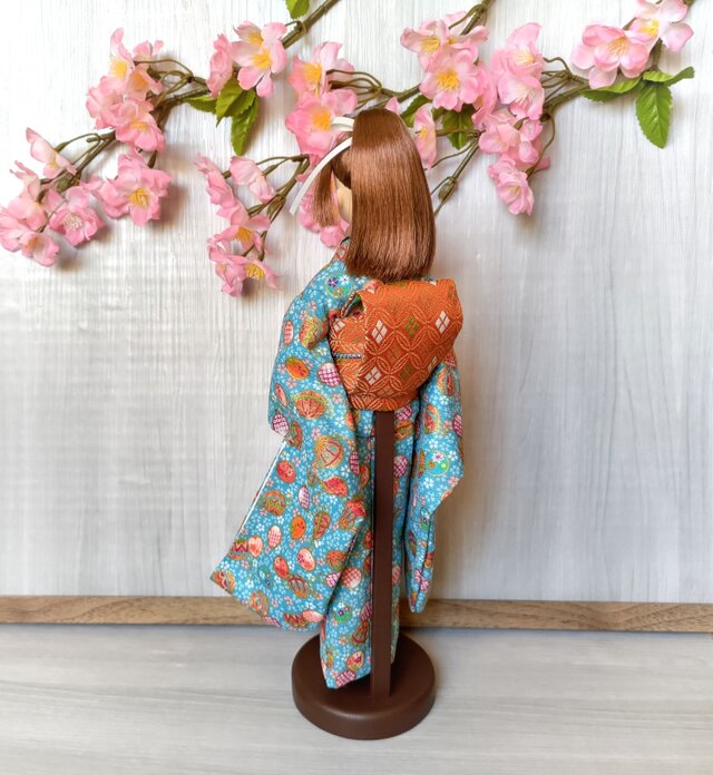 「ころころ手鞠…青」27cmドール振袖着物 | iichi ハンドメイド・クラフト作品・手仕事品の通販