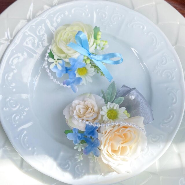 卒入学式にママとリンク薔薇とパールの2wayコサージュ73.74 | iichi ハンドメイド・クラフト作品・手仕事品の通販