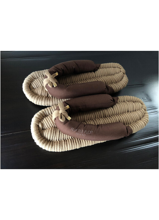 130【FLIP TEE FLOP】24cm 上質なJonoJonoを使った布ぞうり ブラウン ワントーン | iichi ハンドメイド・クラフト作品・手仕事品の通販