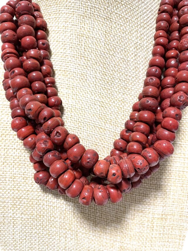 インド製山珊瑚風ガラスビーズネックレス 3 | iichi ハンドメイド・クラフト作品・手仕事品の通販
