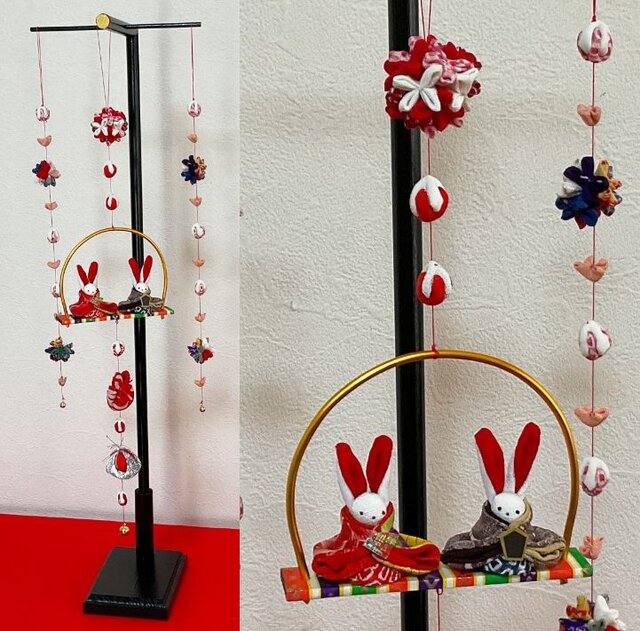 つるし飾り 3本 大 H 吊るし 古布正絹 着物リメイク ひな飾り つるし雛 うさぎ | iichi ハンドメイド・クラフト作品・手仕事品の通販