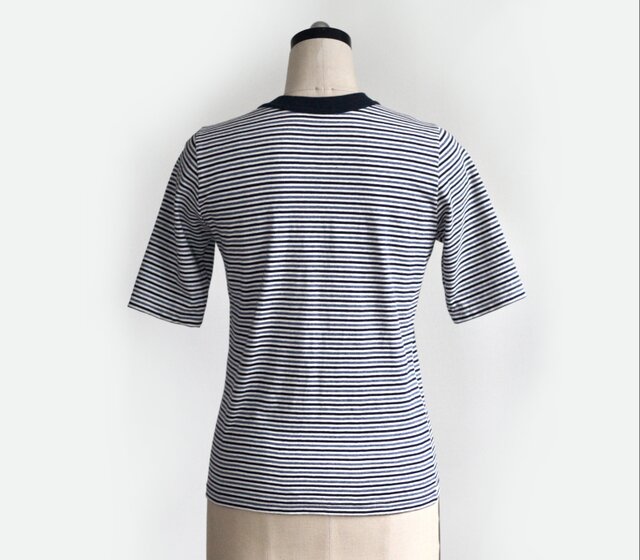 形にこだわった 大人の4分袖Tシャツ マルチボーダー【サイズ展開有】 | iichi 日々の暮らしを心地よくするハンドメイドやアンティークのマーケットプレイス