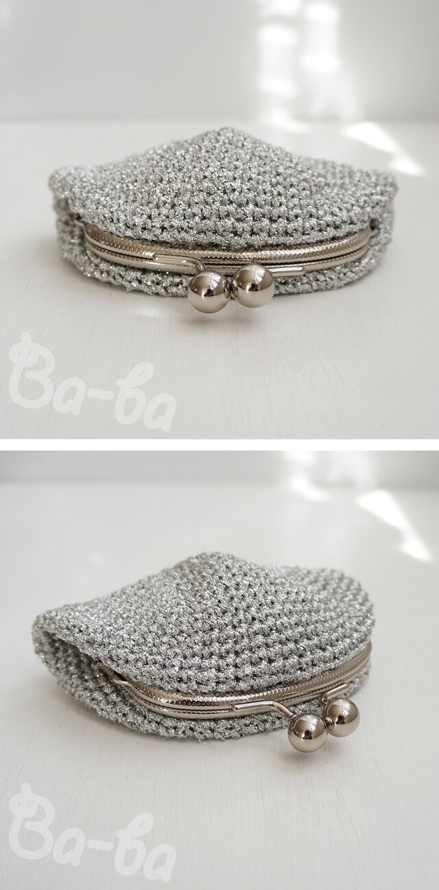 ばあば作☆おおきめシャイニーがま口（argent・C1635） | iichi 日々の暮らしを心地よくするハンドメイドやアンティークのマーケットプレイス