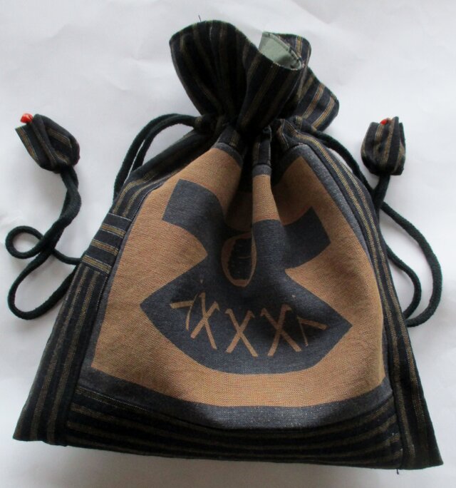 6883 柿渋染で作った巾着袋＃送料無料 | iichi ハンドメイド・クラフト作品・手仕事品の通販