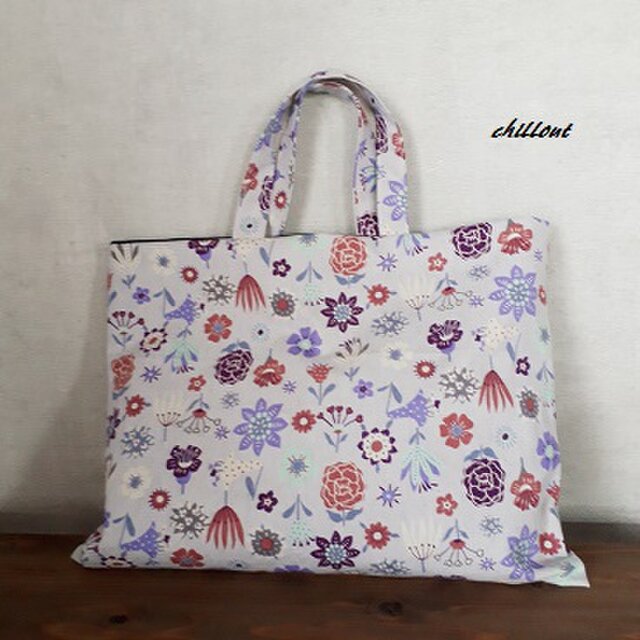 入園バッグ5点セット：花柄：北欧レトロブルー【0447】 | iichi ハンドメイド・クラフト作品・手仕事品の通販