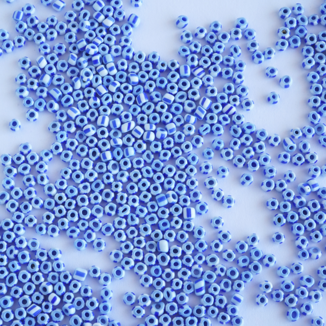 (10g) ヴィンテージベネチアンシードビーズ 12/0 ブルーストライプ | iichi ハンドメイド・クラフト作品・手仕事品の通販