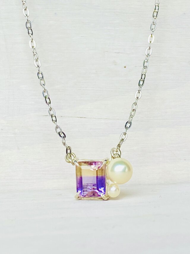 アメトリンとパールのネックレス | iichi ハンドメイド・クラフト作品・手仕事品の通販