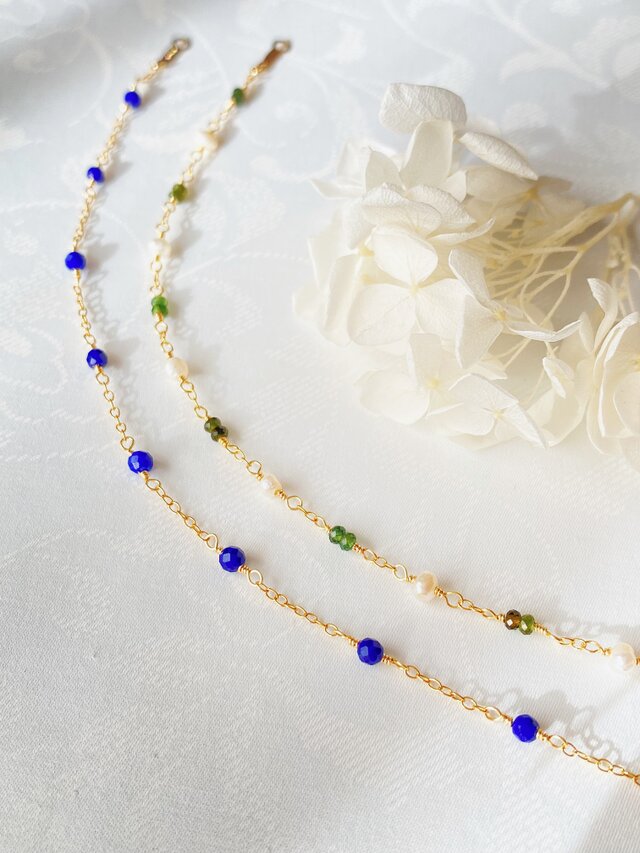 【再々販】14kgf « lapis lazuli » ラピスラズリのブレスレット ac/341 | iichi ハンドメイド・アンティーク・食品・ギフト・手作り