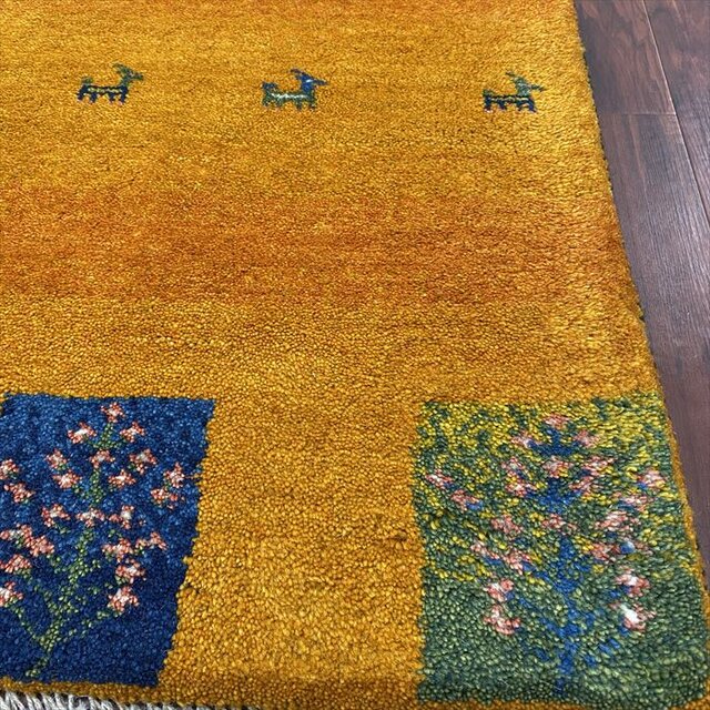 冬の感謝キャン】ペルシャ ギャッベ 玄関マット 88×60cm イエロー 成G-1 | iichi ハンドメイド・クラフト作品・手仕事品の通販