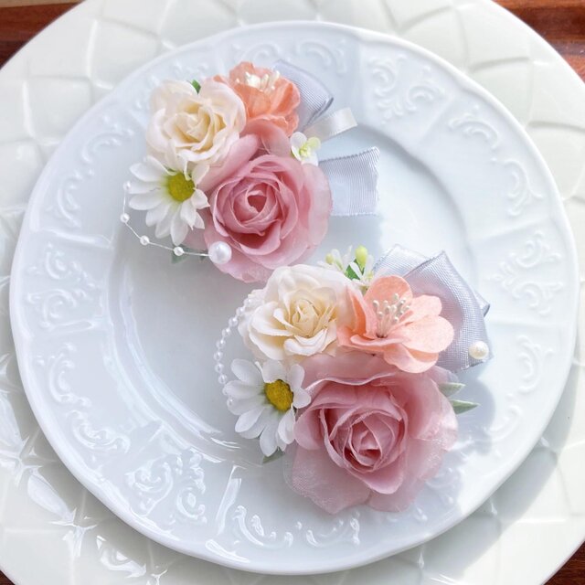 ママとリンク ローズと桜 春色の2wayコサージュ102.103 | iichi ハンドメイド・クラフト作品・手仕事品の通販
