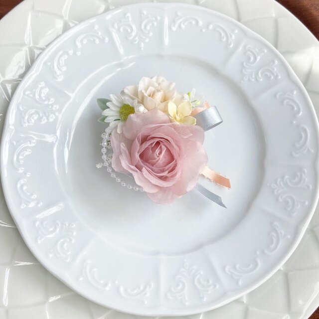 卒入学式にママとリンクオーガンジーのローズの2wayコサージュ83.84 | iichi ハンドメイド・クラフト作品・手仕事品の通販