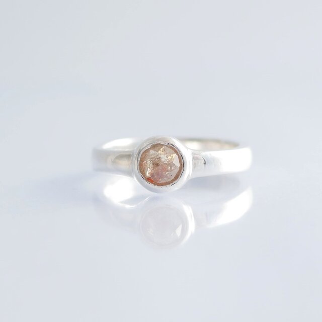 【純銀】ナチュラルダイヤモンドのリング brown Round shape | iichi ハンドメイド・クラフト作品・手仕事品の通販