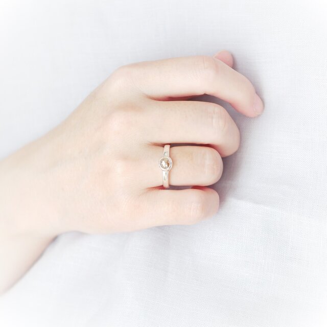 【純銀】ナチュラルダイヤモンドのリング brown Round shape | iichi ハンドメイド・クラフト作品・手仕事品の通販