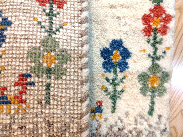 ペルシャ ギャッベ 玄関マット 42x40cm 生成 Gray 花 ギャベ ギャッぺ | iichi ハンドメイド・クラフト作品・手仕事品の通販