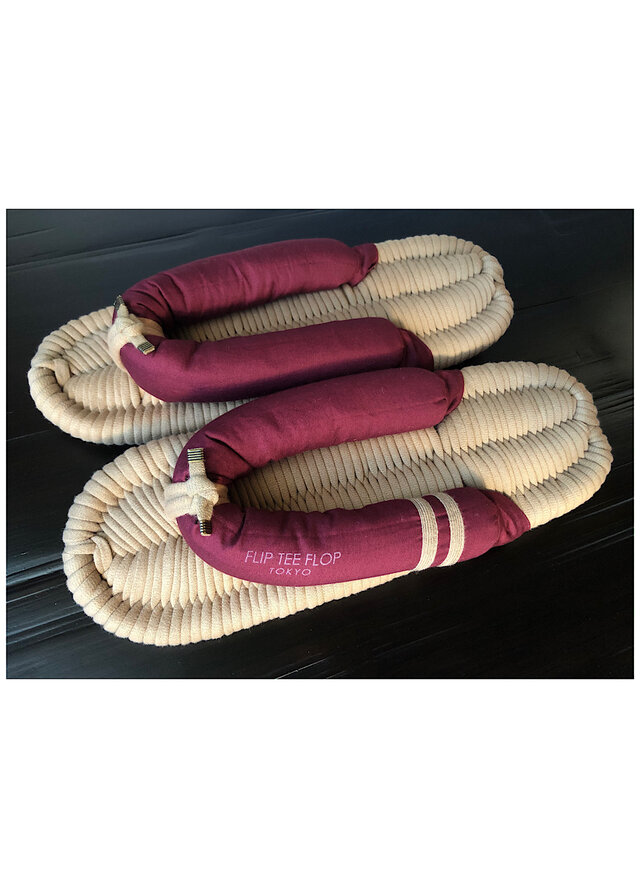 No.137【FLIP TEE FLOP】28cm 上質なJonoJonoを使った布ぞうり《THE SPORTY》ボルドー | iichi ハンドメイド・クラフト作品・手仕事品の通販