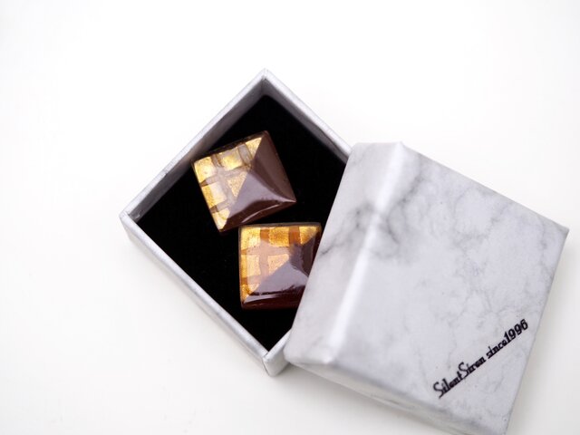 *gift box付き*chocolateピアスC | iichi ハンドメイド・クラフト作品・手仕事品の通販