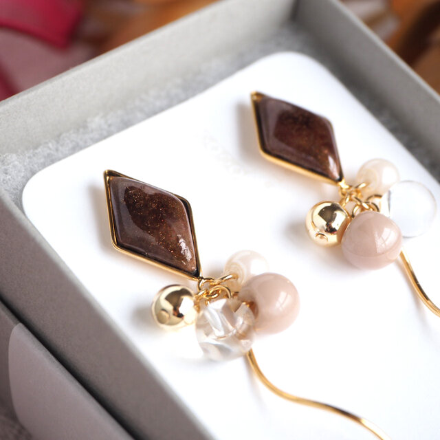 七宝焼 Chocolate spiralピアス | iichi ハンドメイド・クラフト作品・手仕事品の通販