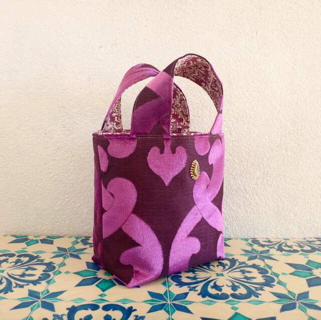 ベロアのミニトートバッグ＊風紋no12 | iichi ハンドメイド・クラフト作品・手仕事品の通販