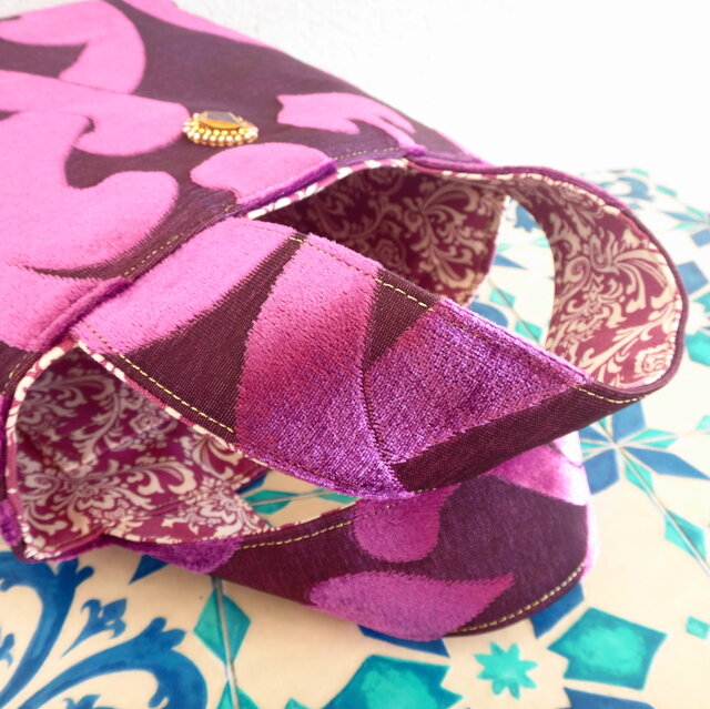 ベロアのミニトートバッグ＊風紋no12 | iichi ハンドメイド・クラフト作品・手仕事品の通販