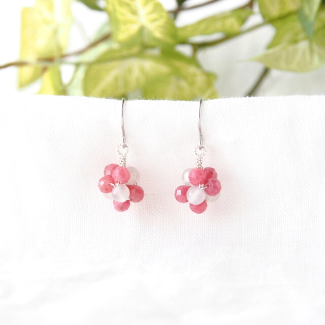 Pink-Gray Particles（ロードナイト×ムーンストーン） | iichi ハンドメイド・クラフト作品・手仕事品の通販