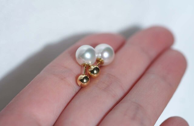 【送料無料】K18 ball 5mm アコヤキャッチ 3way ピアス ペア | iichi 日々の暮らしを心地よくするハンドメイドやアンティークのマーケットプレイス