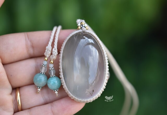 神秘の影★大粒★ガーデンクォーツ マクラメネックレス905 | iichi ハンドメイド・クラフト作品・手仕事品の通販