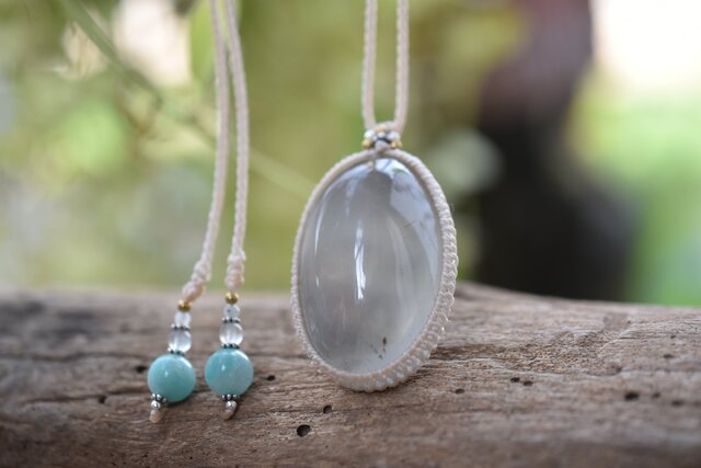 神秘の影★大粒★ガーデンクォーツ マクラメネックレス905 | iichi ハンドメイド・クラフト作品・手仕事品の通販