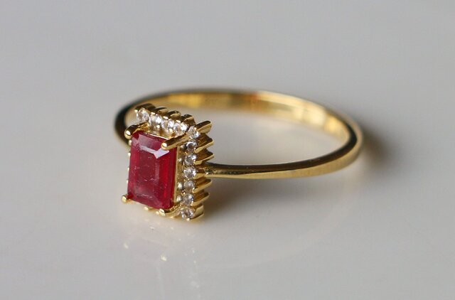 アンティークスタイル＊天然ルビー 指輪＊19号 GP | iichi 日々の暮らしを心地よくするハンドメイドやアンティークのマーケットプレイス